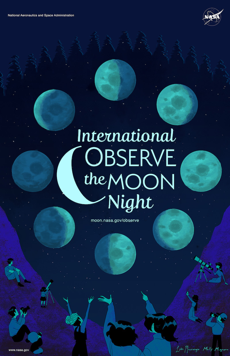 Moon Phases International Observe the Moon Night Poster - Moon: NASA ...